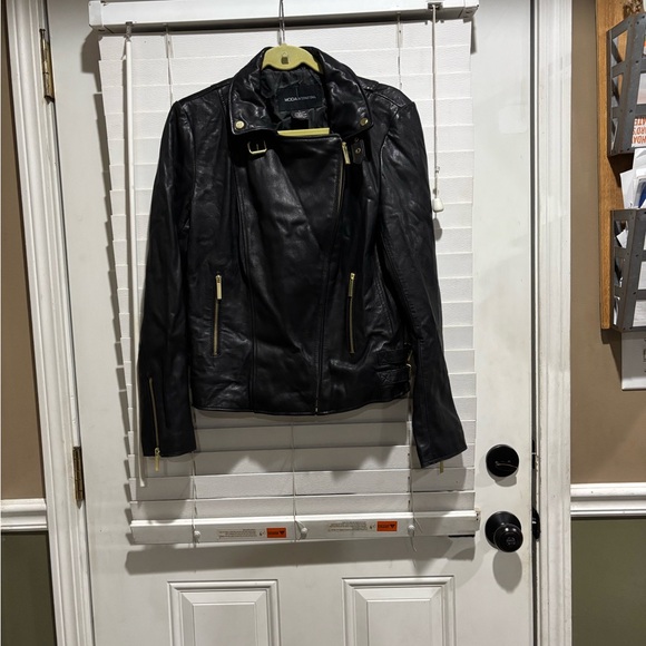 Moda International | Jackets & Coats | Moda International Black Leather ...